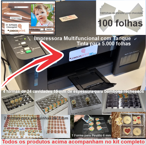 Impressão Comestível em Chocolate - Chocoprint por R$1,00